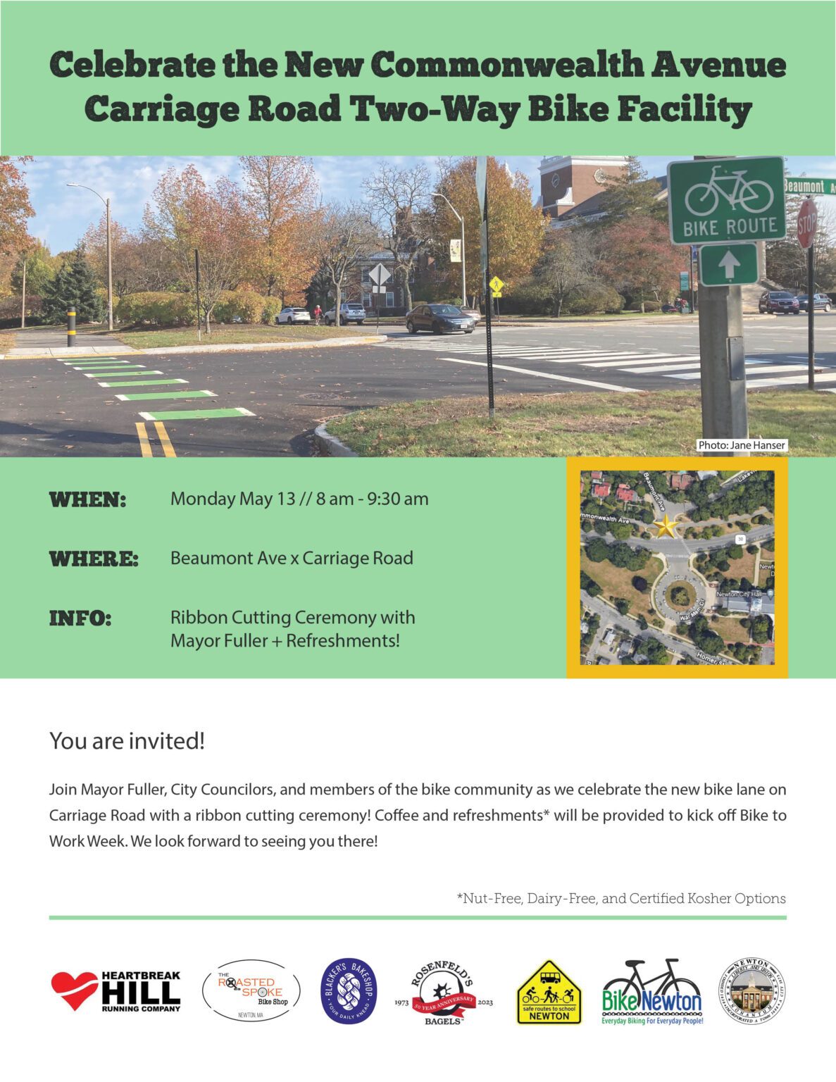 Bike Breakfast & Ribbon-Cutting: Celebrate the Carriage Road Two-Way for Bicycles - Newton Beacon